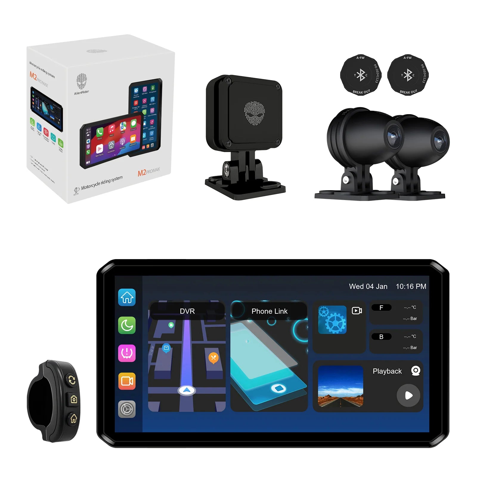 Alien Rider M2PROMax Motorcycle Dual Recording CarPlay/Android Auto Device